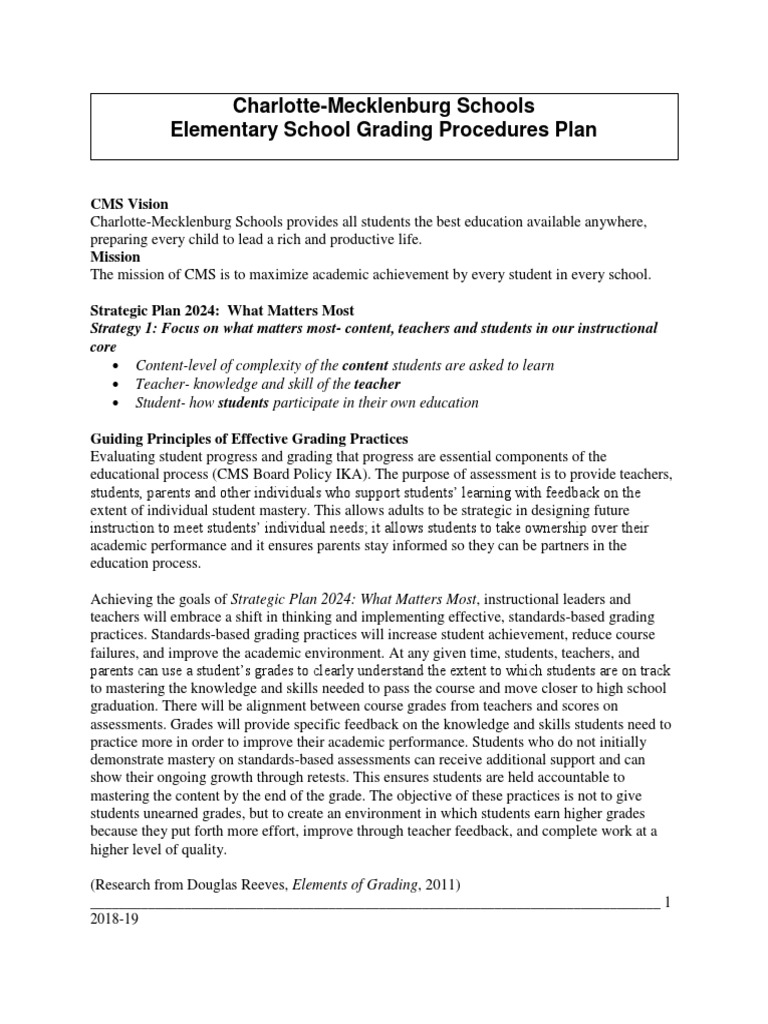 Elementary School Grading Plan 2019-2020 | PDF | Individualized ...