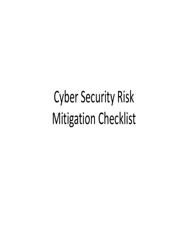Cyber Security Risk Mitigation Checklist | PDF | Trusted Computing ...