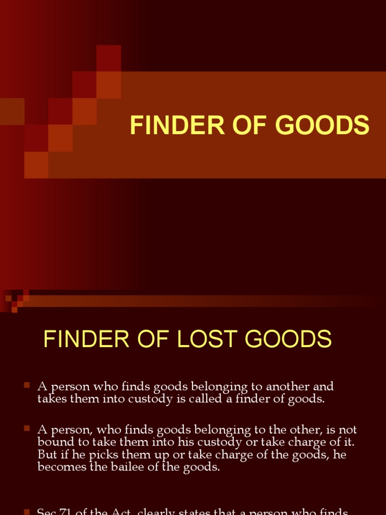 Rights and Duties of Finders of Goods | PDF