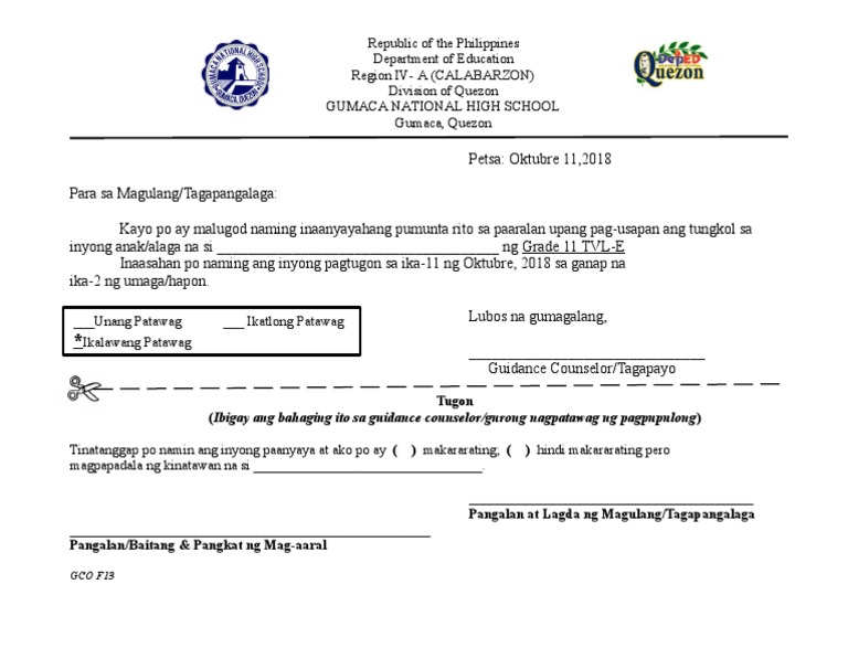 Letter To Parent For PTC | PDF