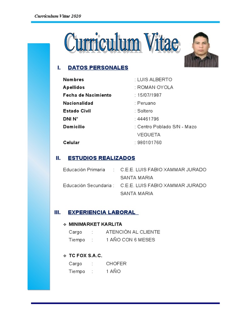 Curriculum Vitae - Oscar Alberto | PDF