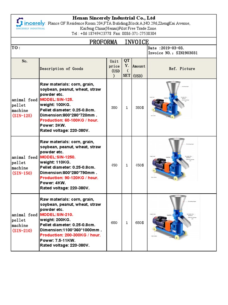 The Pellet Macine Quotation (3.3) | PDF | Animal Feed | Wheat