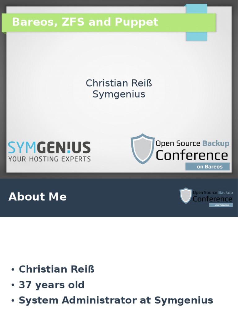 ZFS, Bareos, and Puppet Integration | PDF | Backup | Operating System Families