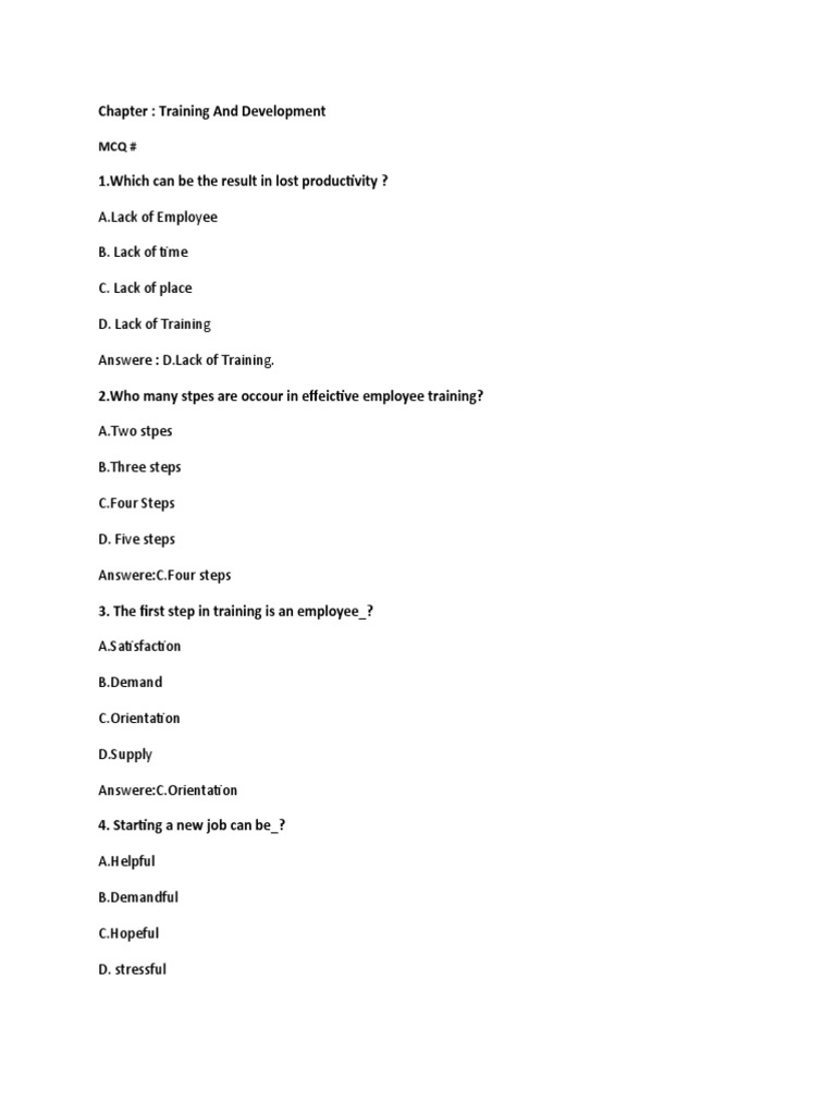 Training and Development MCQ | PDF | Educational Technology | Mentorship