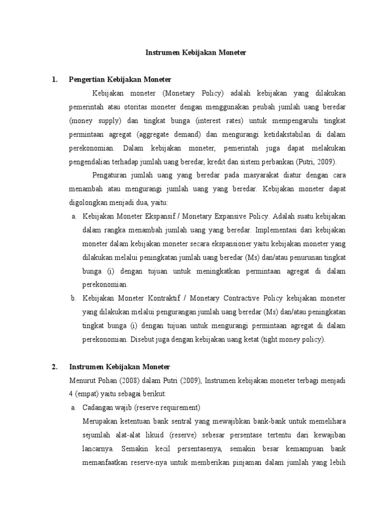 Instrumen Kebijakan Moneter dan Dampaknya | PDF
