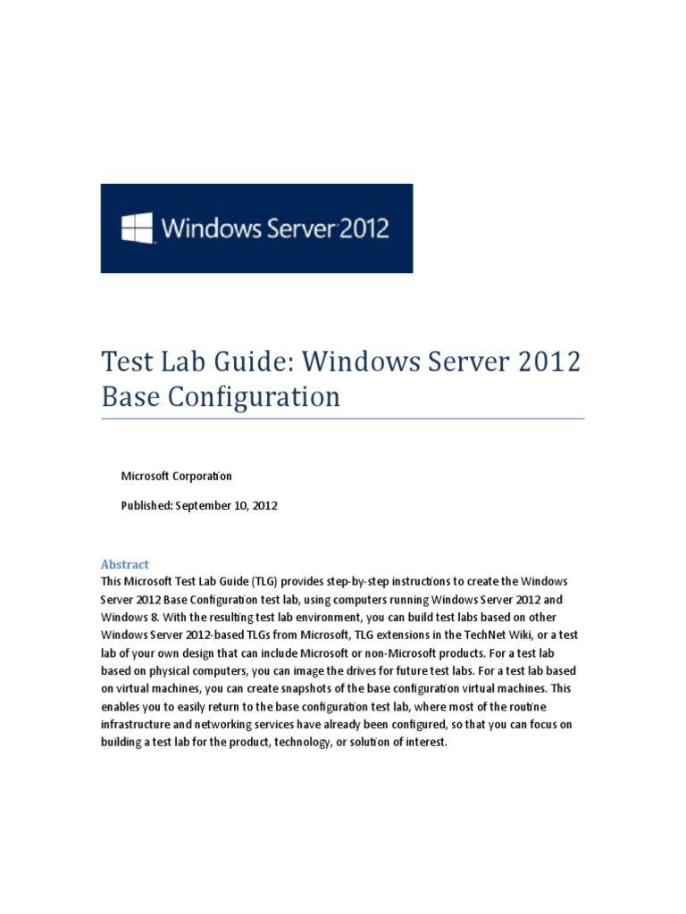 wIN seRVER 2012 Test Lab Guide | PDF | Ip Address | Computer Network