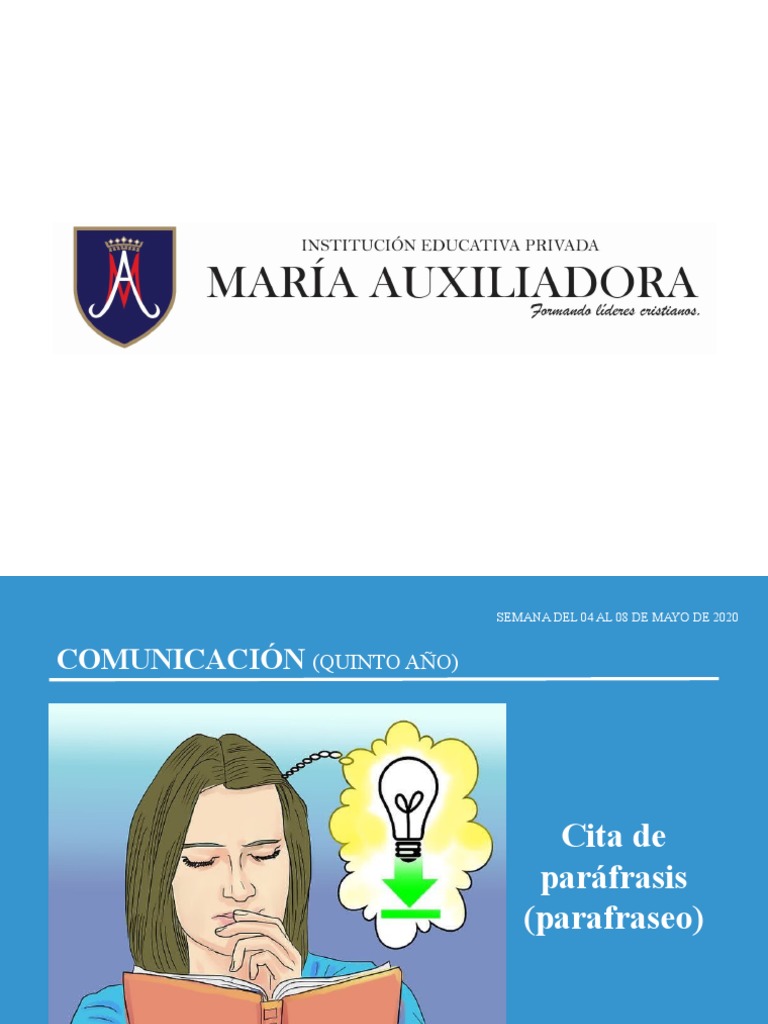 Cita de Parafraseo o Indirecta | PDF