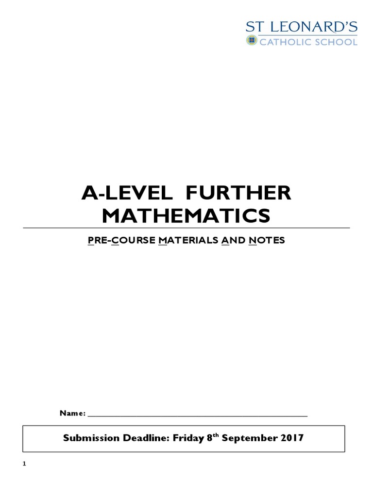 A Level Futher Mathematics PDF | PDF | Gce Advanced Level (United ...