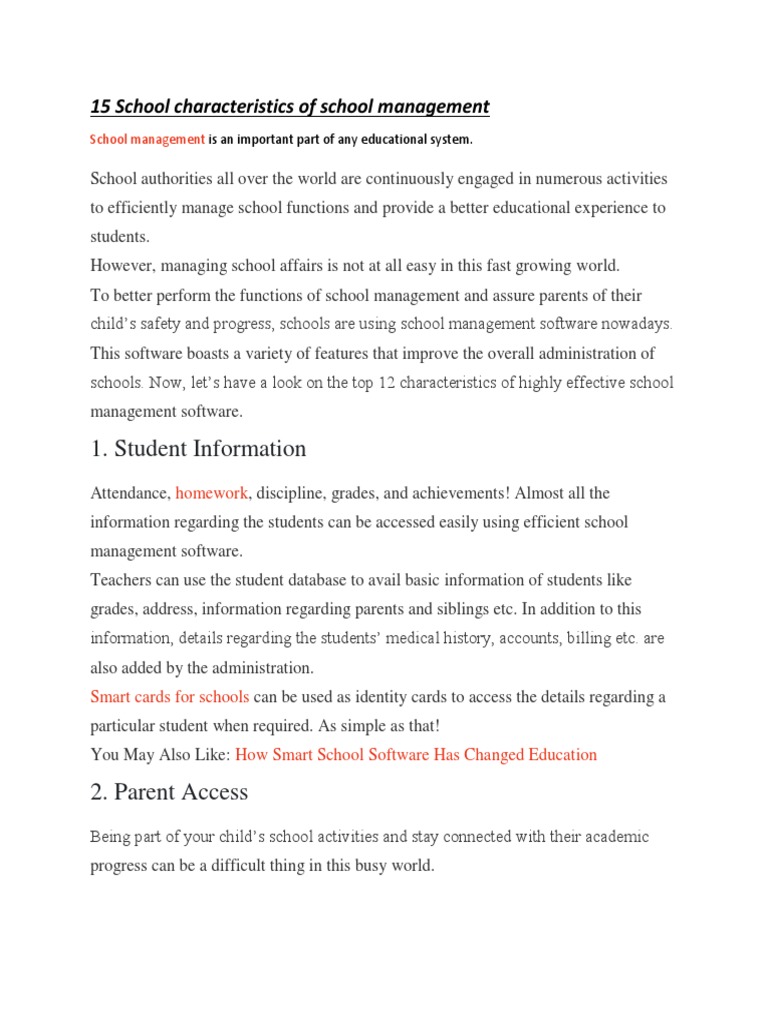 15 School Characteristics of School Management | PDF | Schools | Teachers
