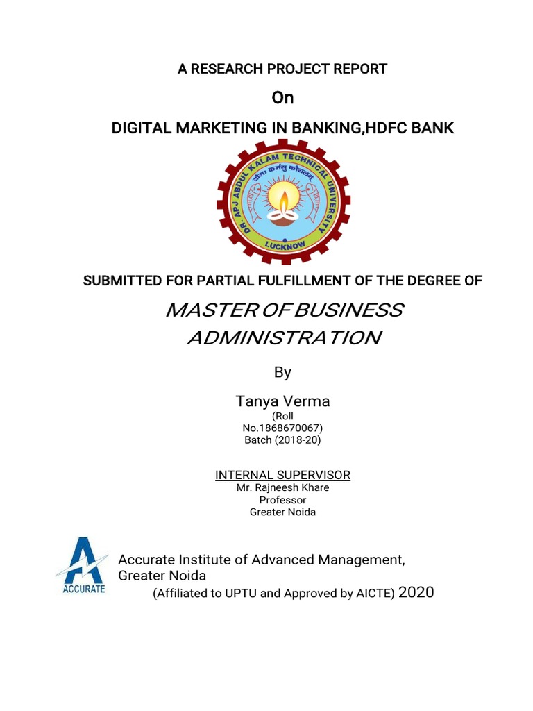 Digital Marketing Project @HDFC | PDF