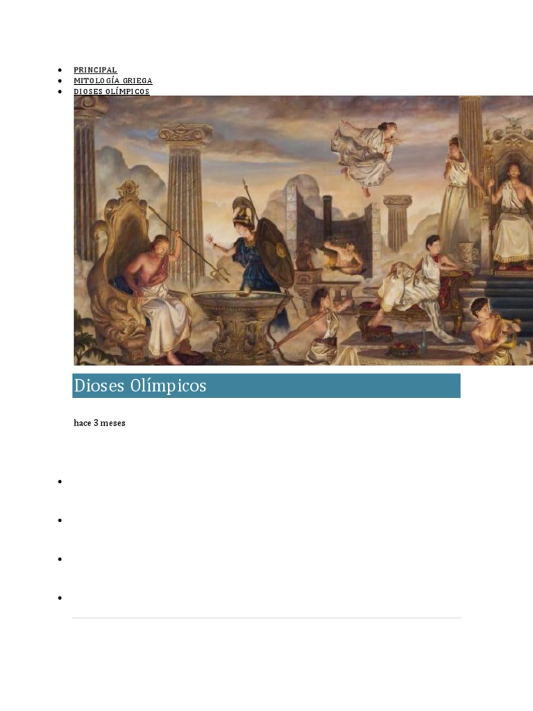 Dioses Olímpicos de la Mitología Griega | PDF | Doce olímpicos | Monte ...