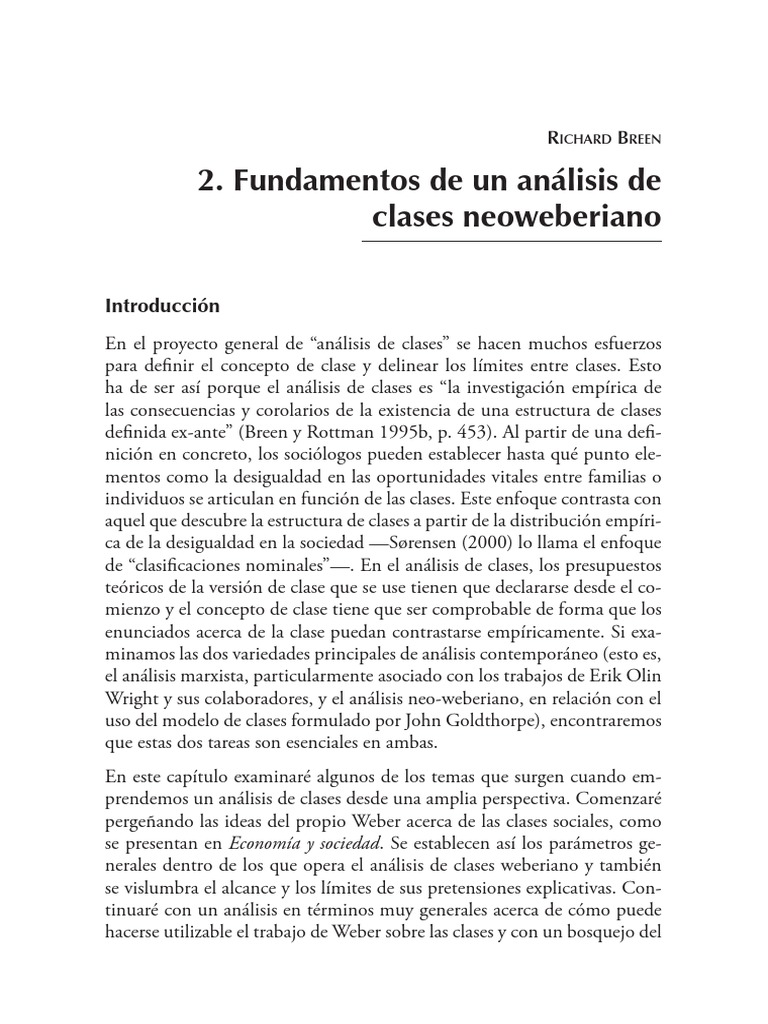 Een Fundamentos de Un An Lisis de Clases Neoweberiano | PDF | Capitalismo | Empirismo