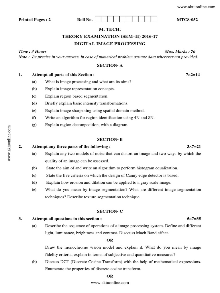 Mtech 2 Sem Digital Image Processing Mtcs 052 2016 17 | PDF | Image ...