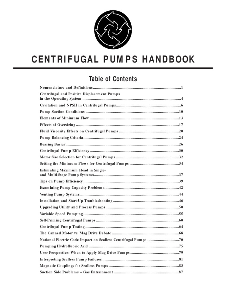 Table of Contents (Centrifugal Pumps) | PDF | Pump | Continuum Mechanics