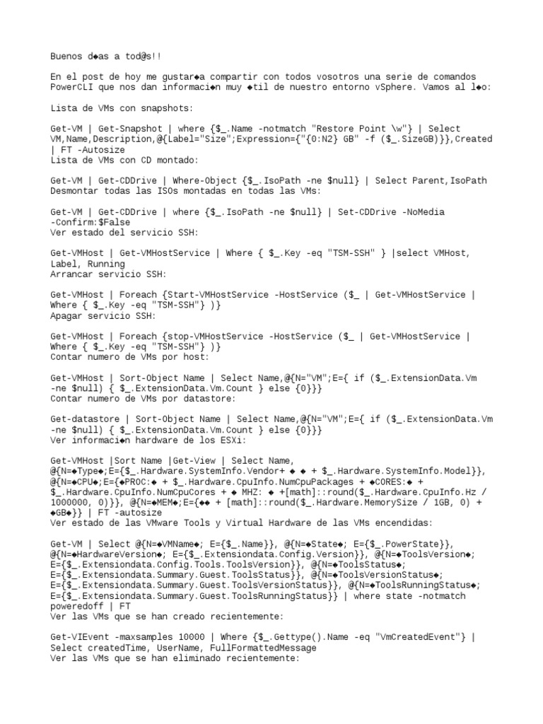 Comandos Utiles VMWARE CLI | PDF | Informática | Informática y ...