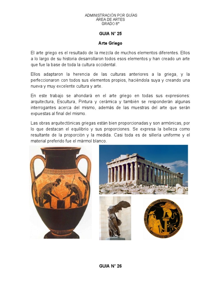 Guía 8° Arte Griego y Práctica | PDF | Pinturas | Lápiz