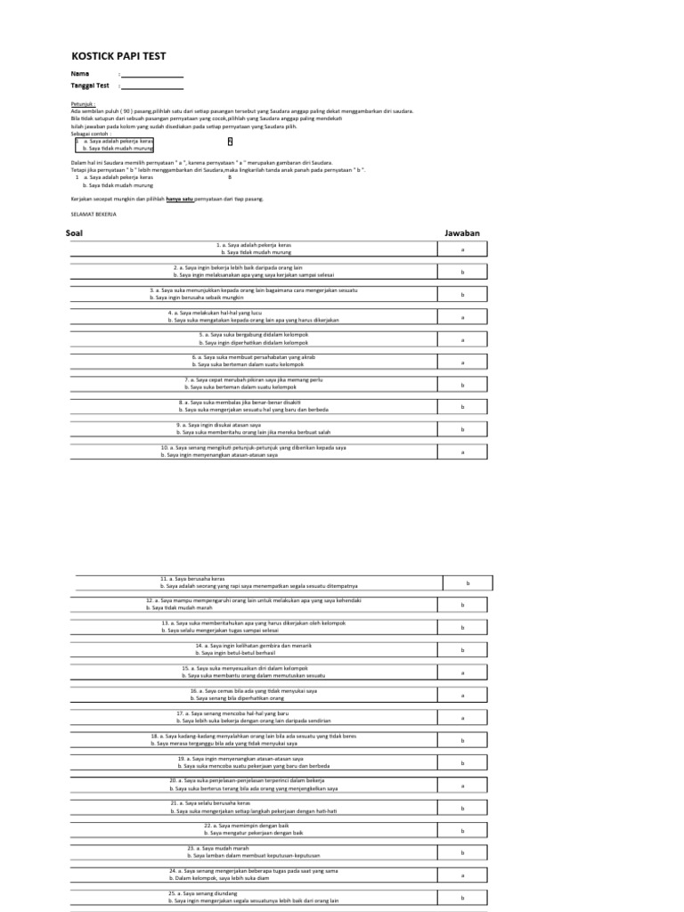 PDF Papi Kostick Test Onlinepdf | PDF