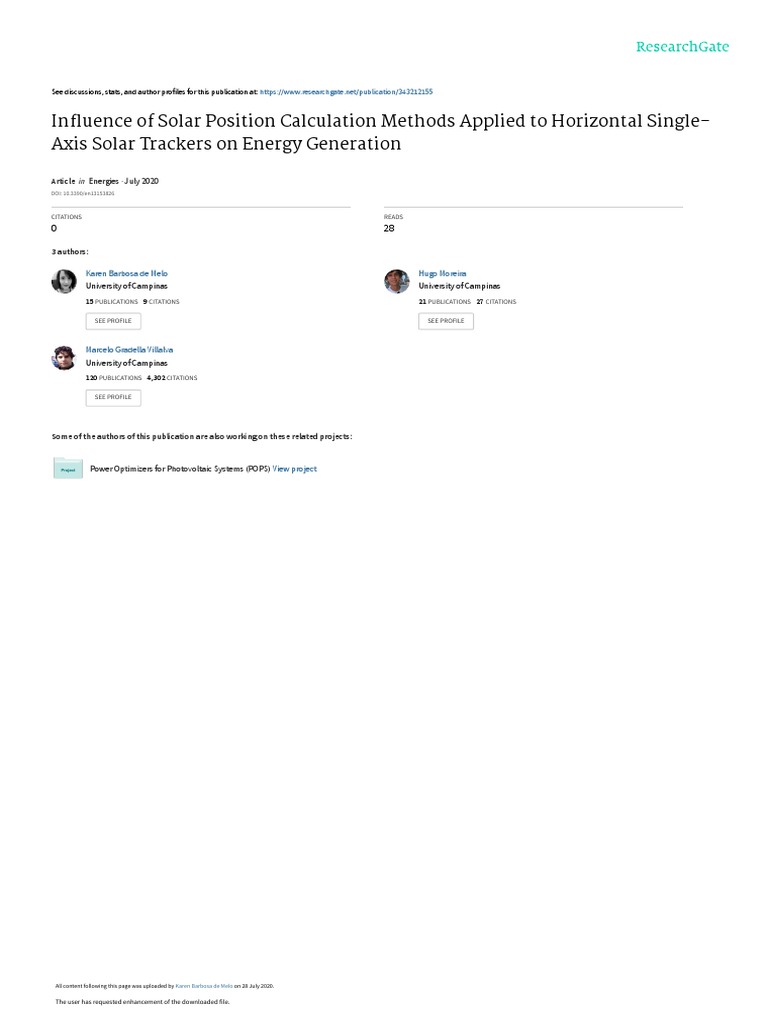 In Uence of Solar Position Calculation Methods Applied To Horizontal ...