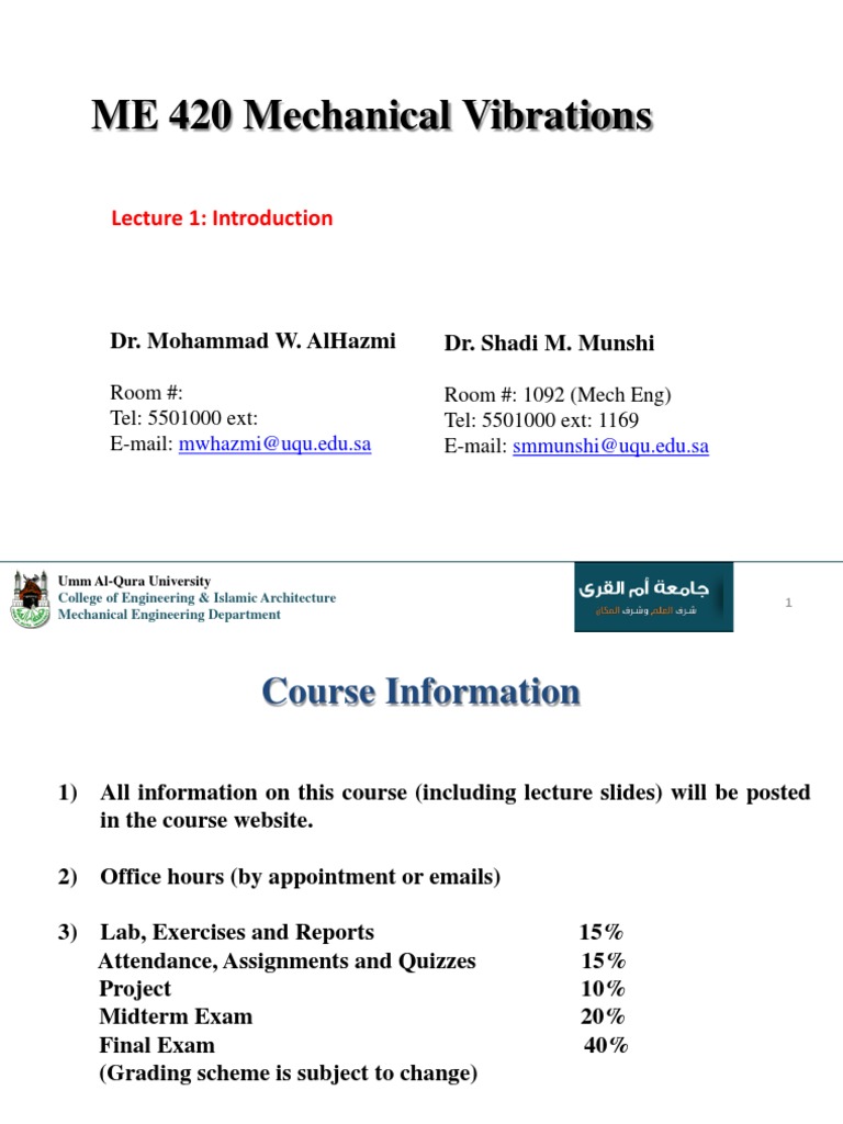MechVibration Lec1 PDF | PDF | Resonance | Applied And ...