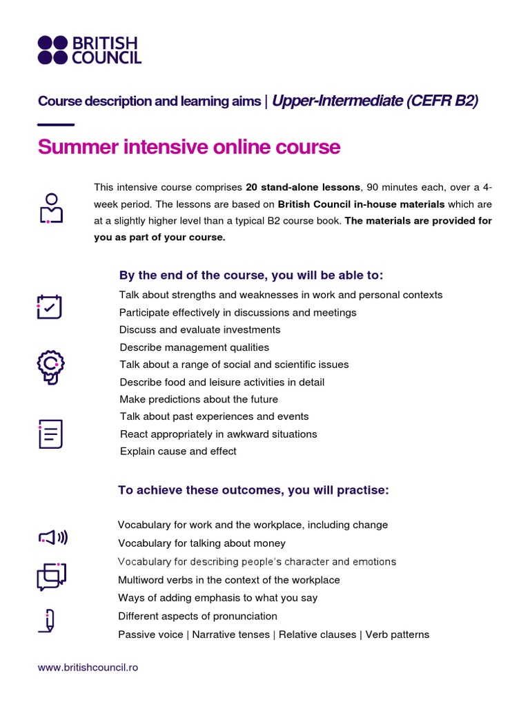 Upper-Intermediate Course Overview | PDF