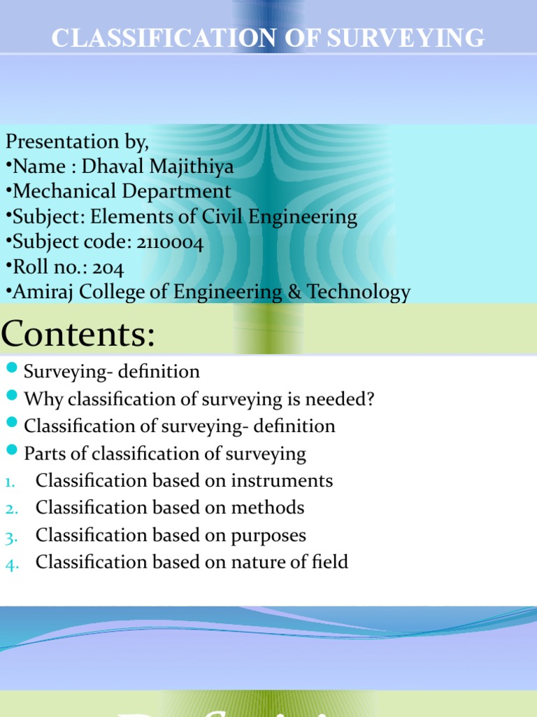 Classification of Surveying | PDF | Surveying | Cartography