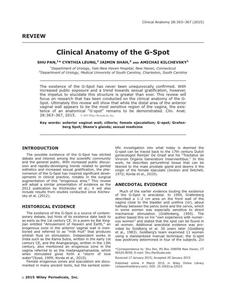 Clinical Anatomy of The G-Spot: Review | PDF | Clitoris | Orgasm