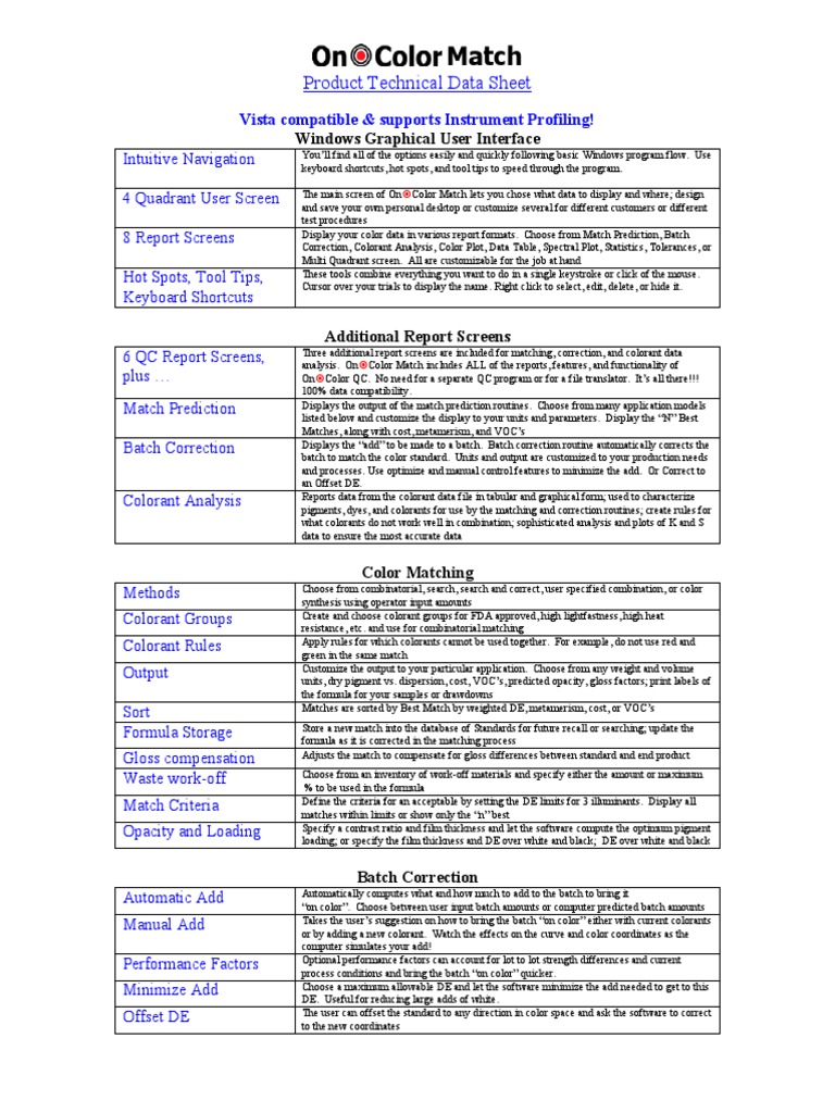 Match: Product Technical Data Sheet | Download Free PDF | Pigment ...