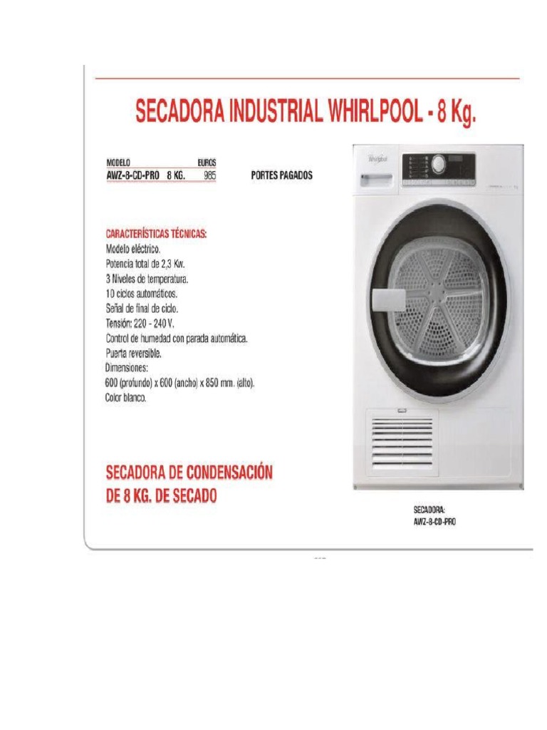 Ficha Tecnica Secadora Insdustrial | PDF