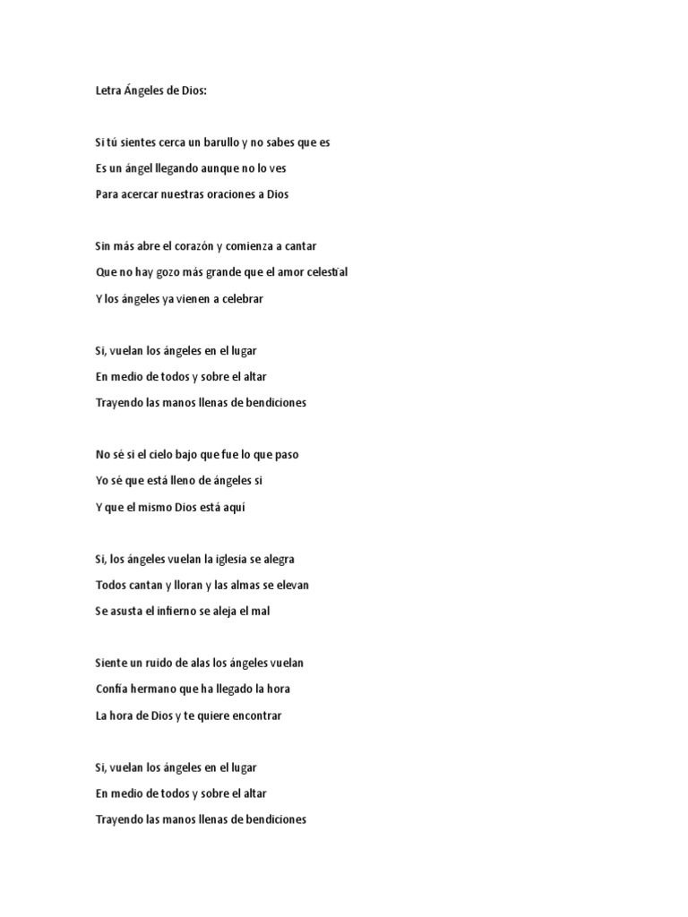 Letra Ángeles de Dios | PDF