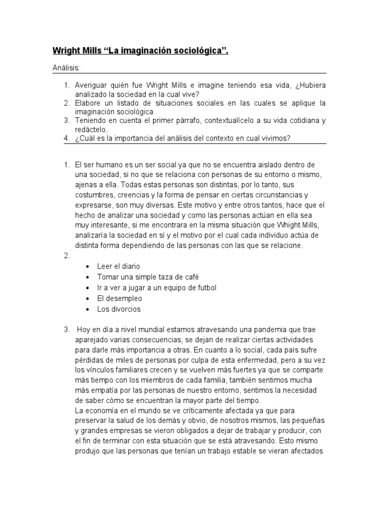 Wright Mills | PDF | Sociedad | Sociología