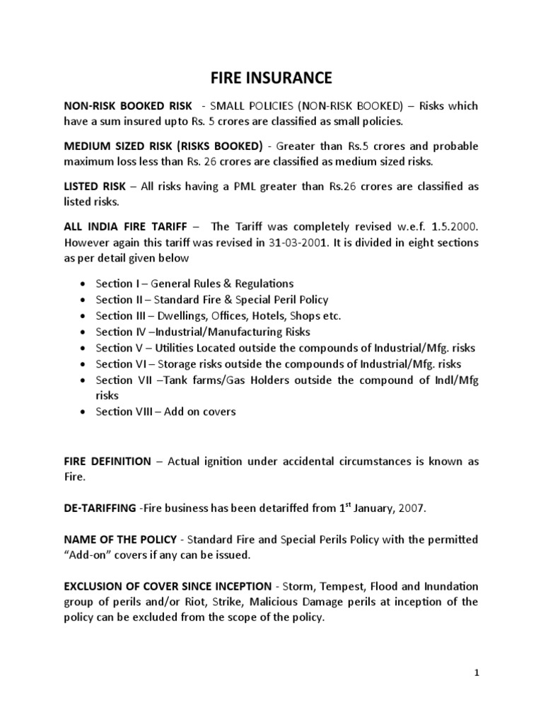 Fire Study Material - NW | PDF | Deductible | Insurance