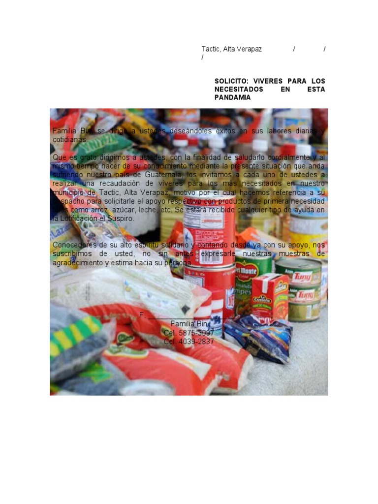 Modelo de Solicitud Viveres | PDF