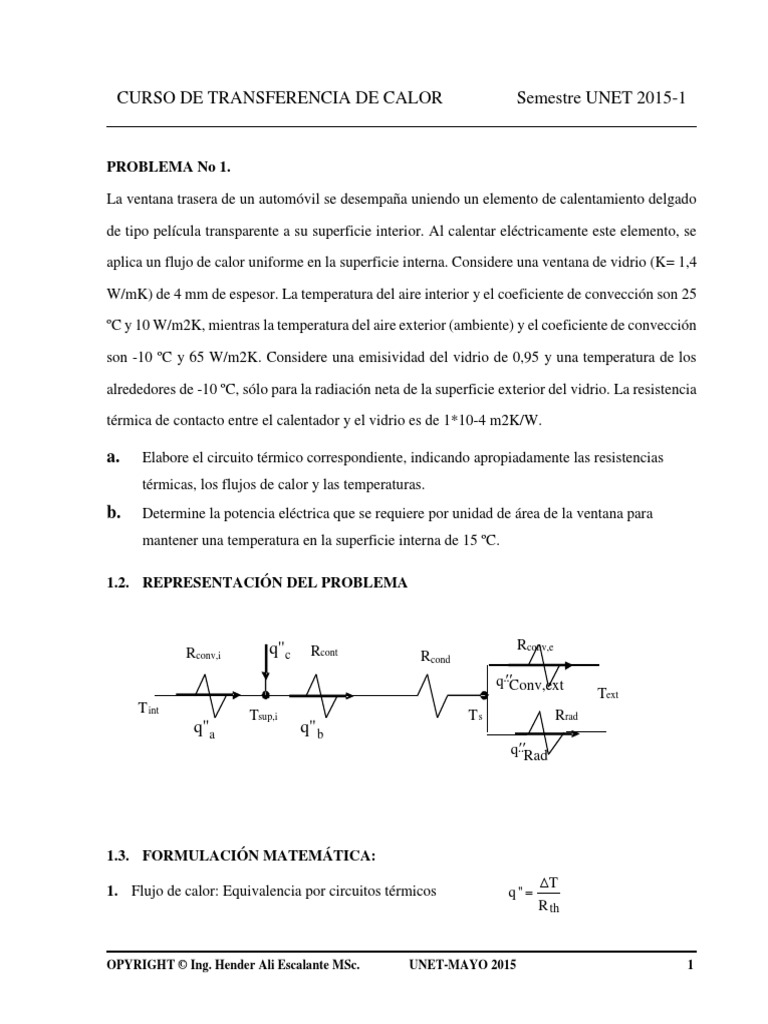 Problemas Resueltos Transferencia de Calor Primer Parcial Parte A V10may2015 PDF | PDF ...