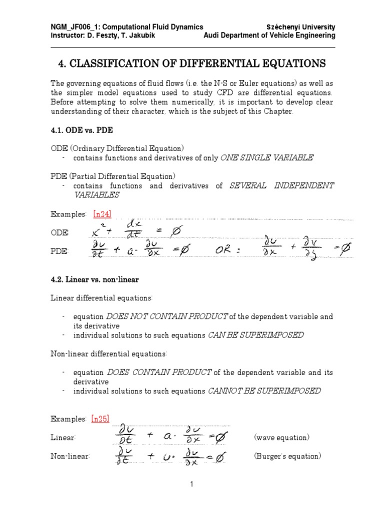 Differential Equations in CFD Analysis | PDF