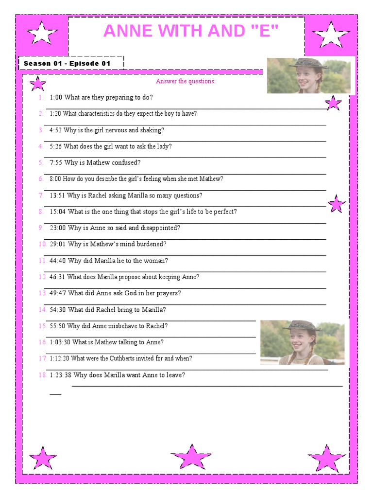 Anne With and "E": Answer The Questions | PDF