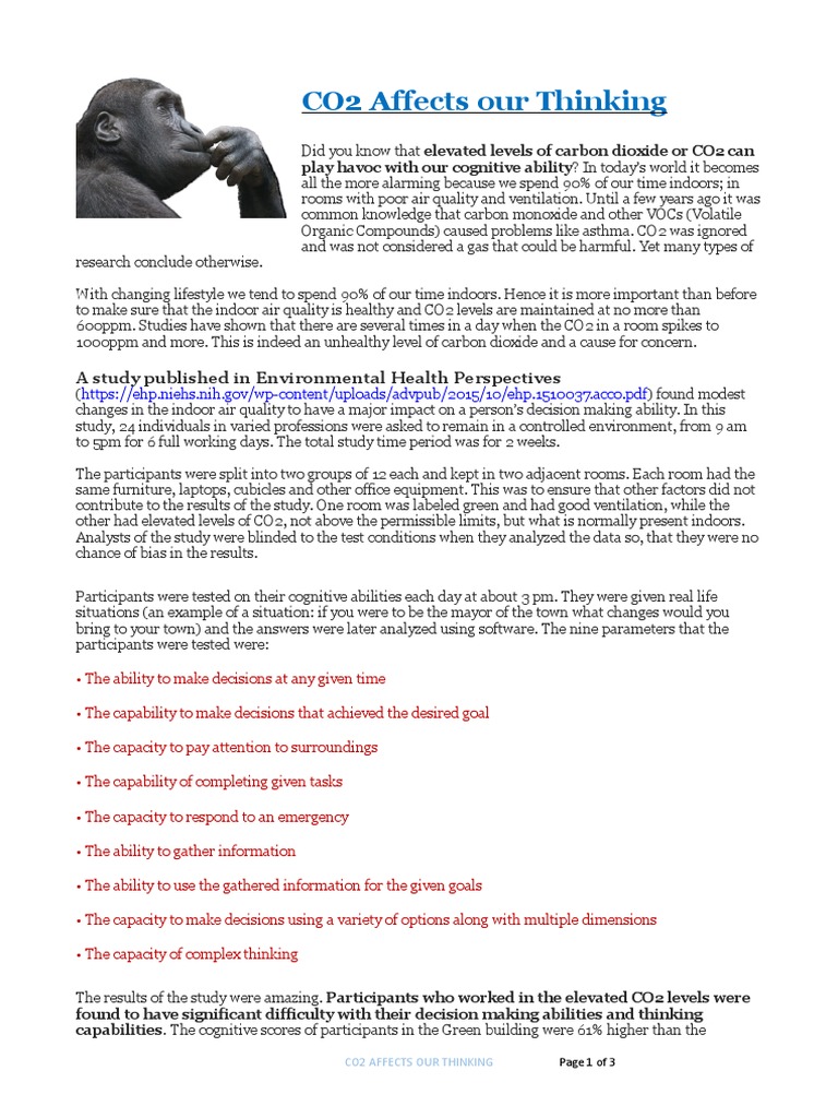CO2 Affects Our Thinking | PDF | Carbon Dioxide | Volatile Organic Compound