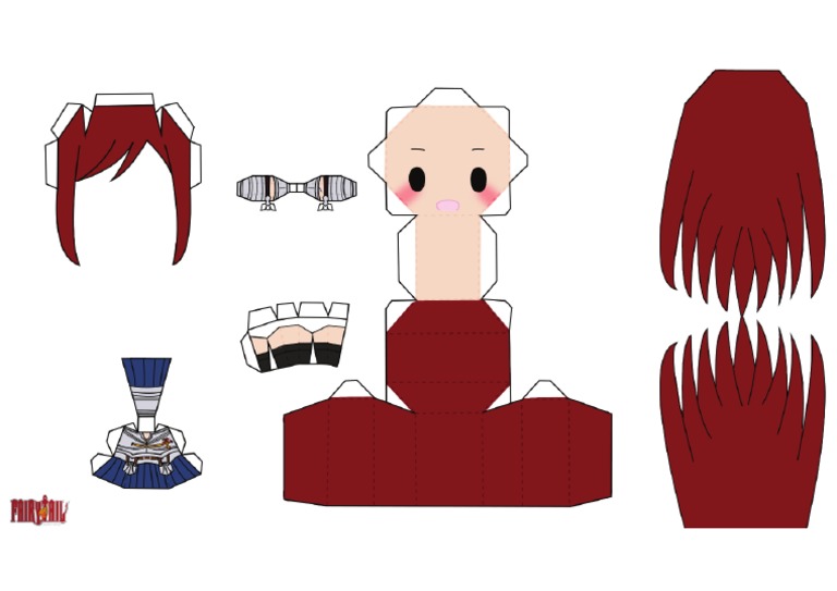 Erza Scarlet Chibi Doll Paper Craft | PDF