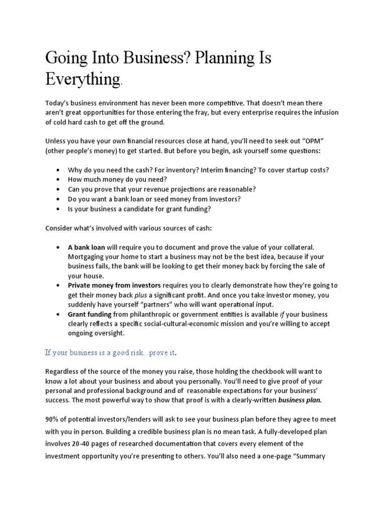 Going Into Business | Download Free PDF | Investor | Banks