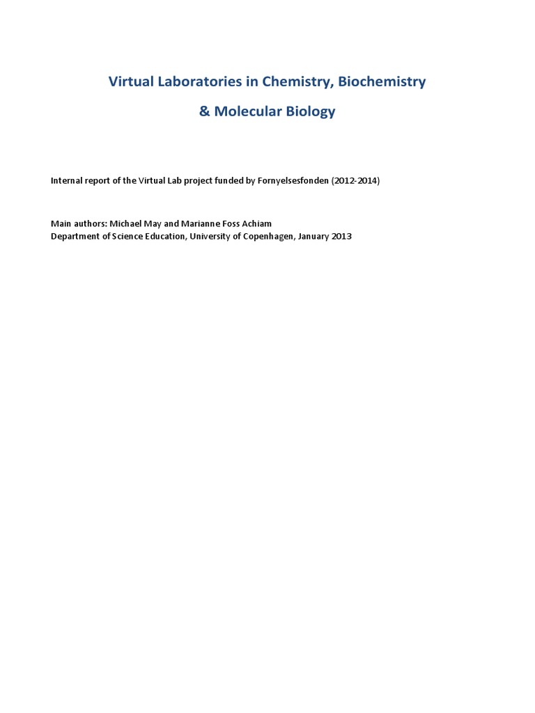Virtual Laboratories in Chemistry, Biochemistry & Molecular Biology ...