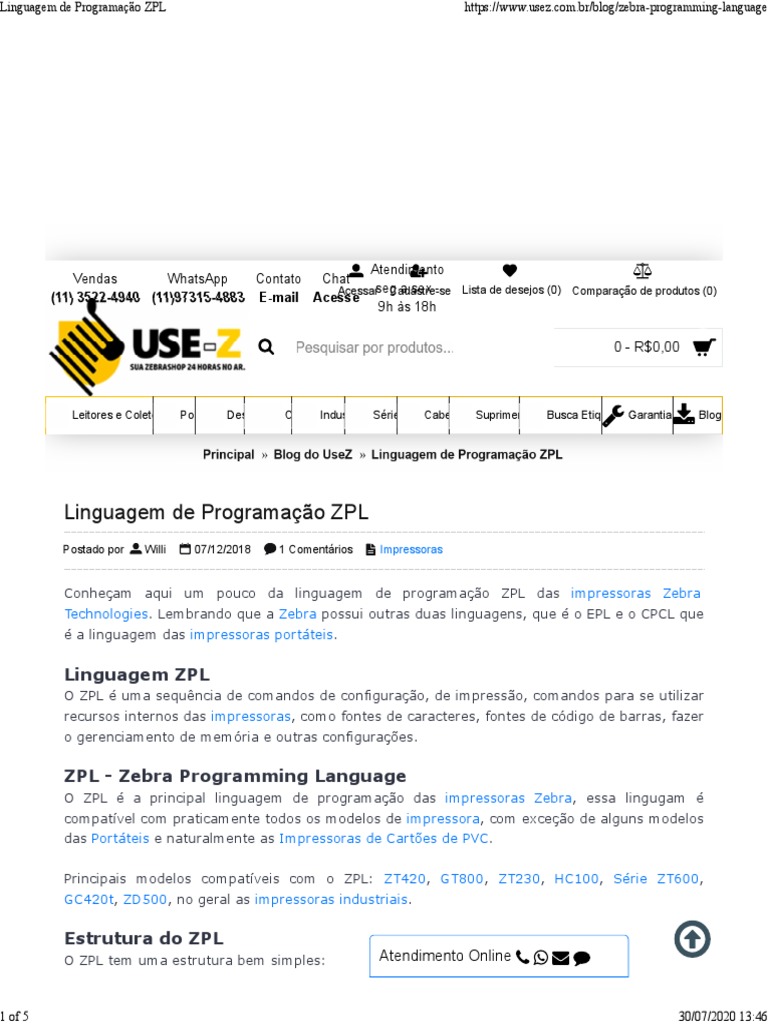 Introdução à Linguagem ZPL Zebra | PDF | Linguagem de programação ...