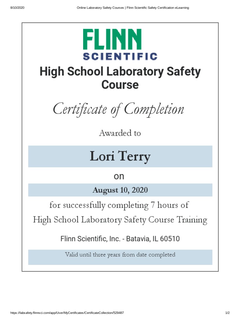 Online Laboratory Safety Courses Flinn Scientific Safety Certification ...