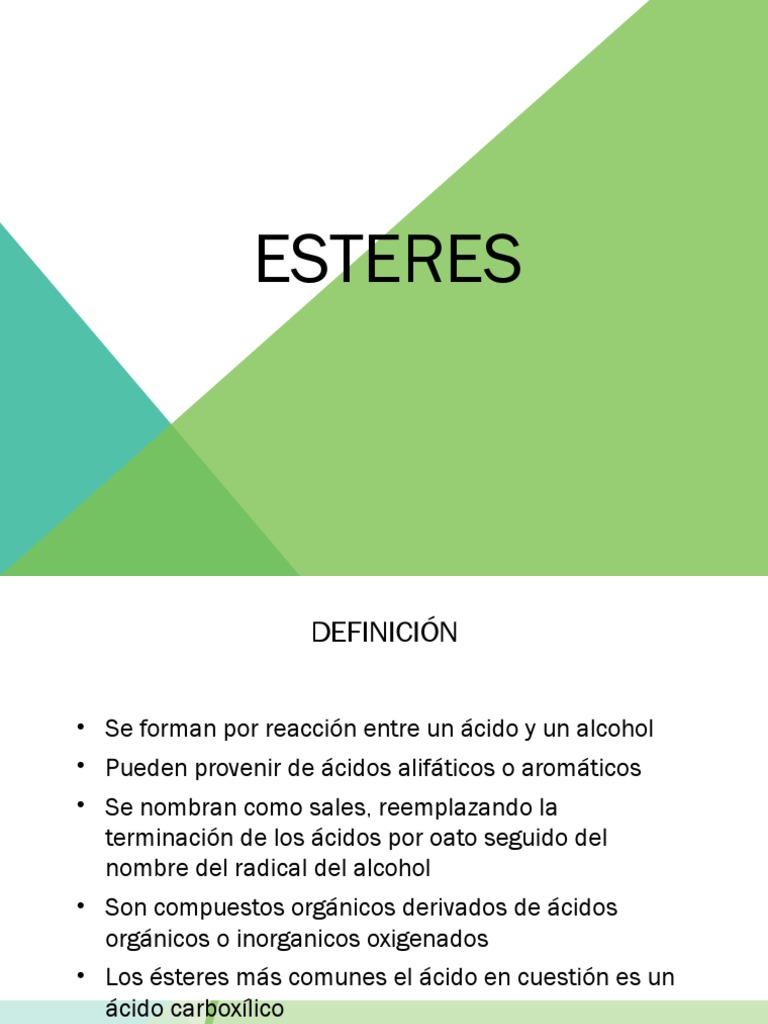 Aplicaciones y Formación de Ésteres | PDF | Ester | Ácido