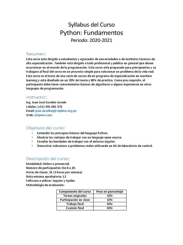 Syllabus Pythonfundamentals | PDF | Python (lenguaje de programación ...