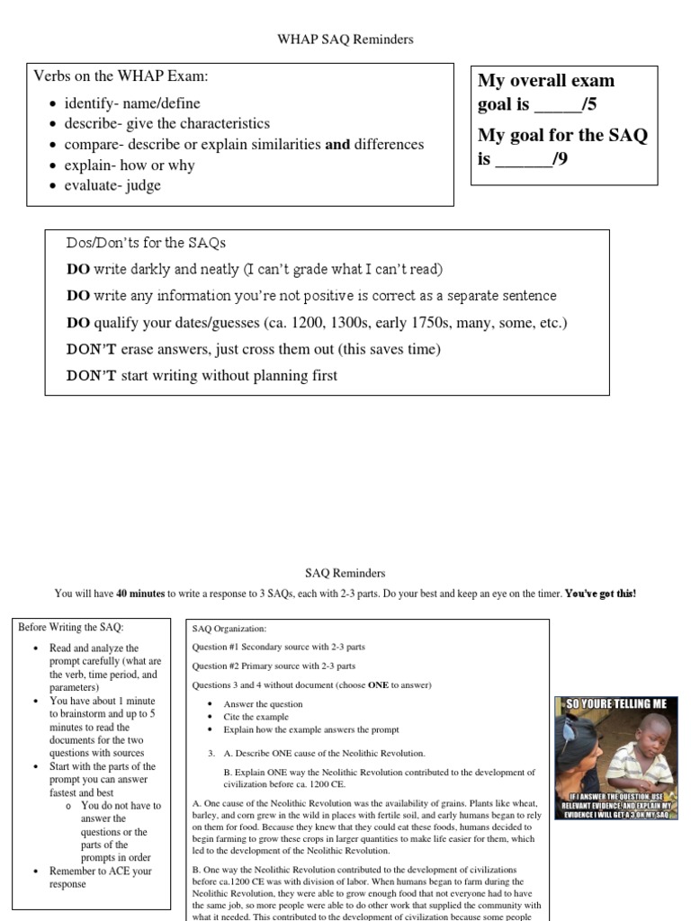 Whap Saq Instructions Cheat Sheet | PDF | Wheat | Agriculture