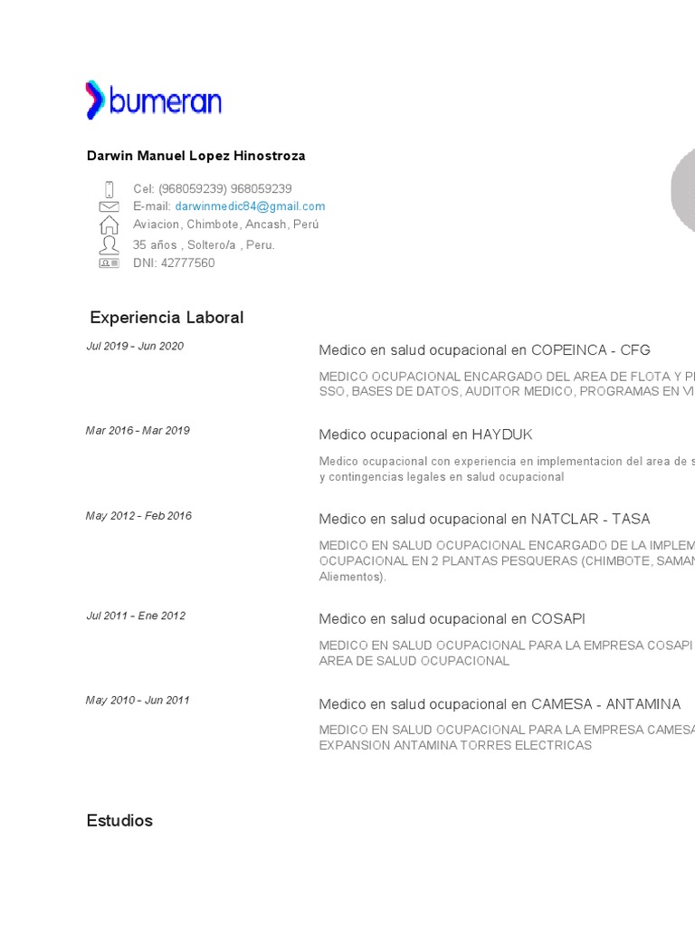 CV Darwin Manuel Lopez Hinostroza | PDF