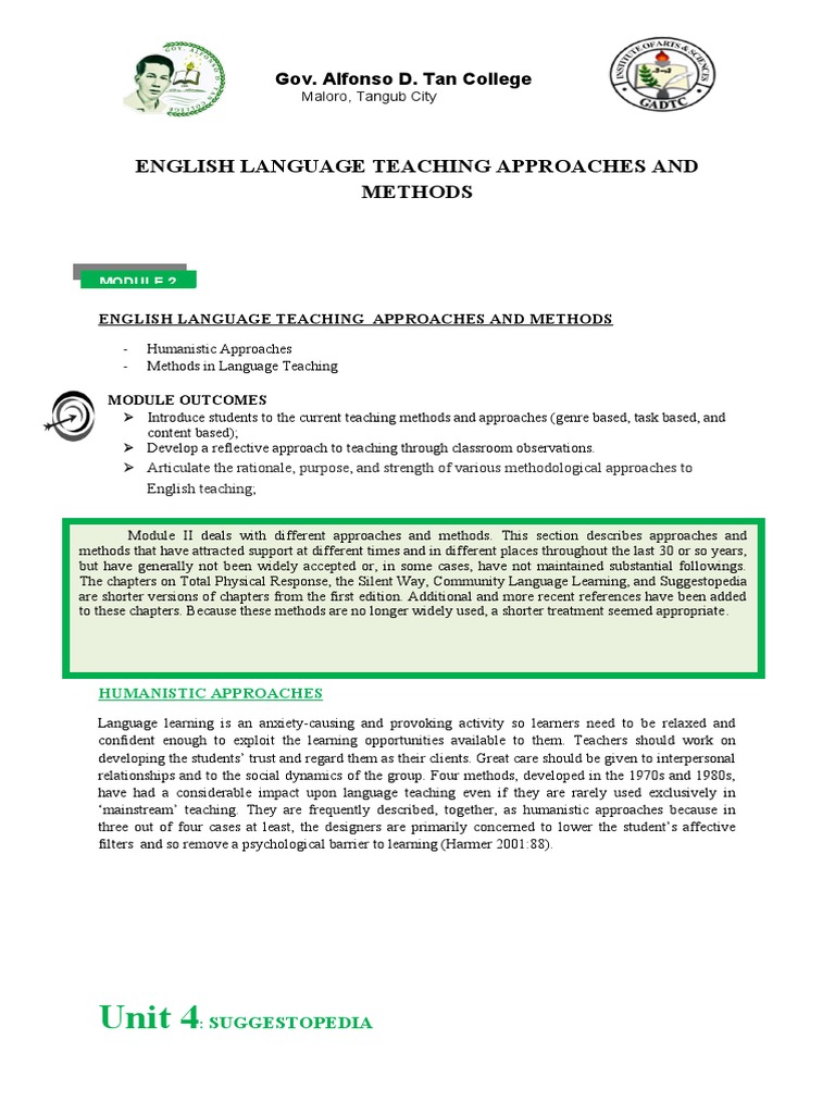 Elt Module 2 Unit 4 W3 | PDF | Language Education | English As A Second ...