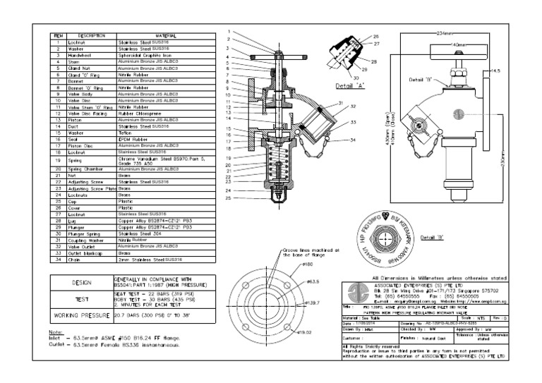 AE Fig.139FG, 65mm ASME #150 B16.24, Aluminium Bronze JIS ALBC3, Bib ...