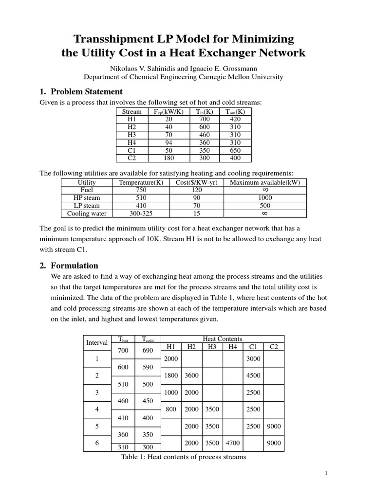 Transshipment LP Model For Minimizing PDF | PDF | Heat | Temperature