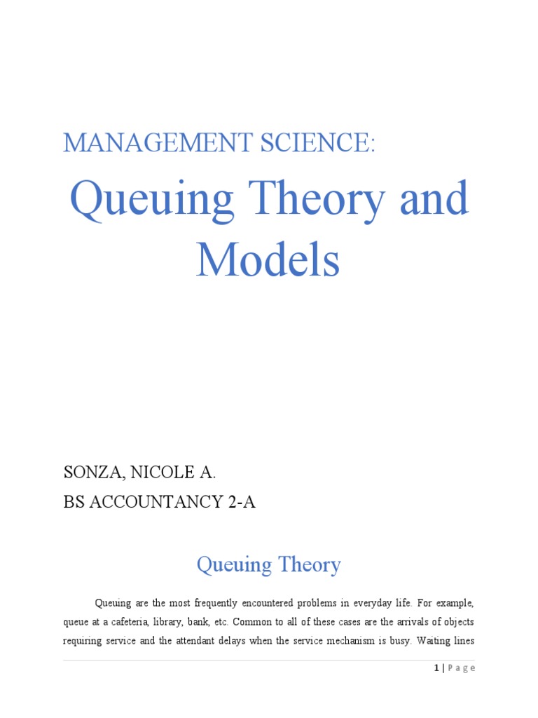 Queuing Theory and Models: Management Science | PDF | Applied Mathematics | Teaching Mathematics