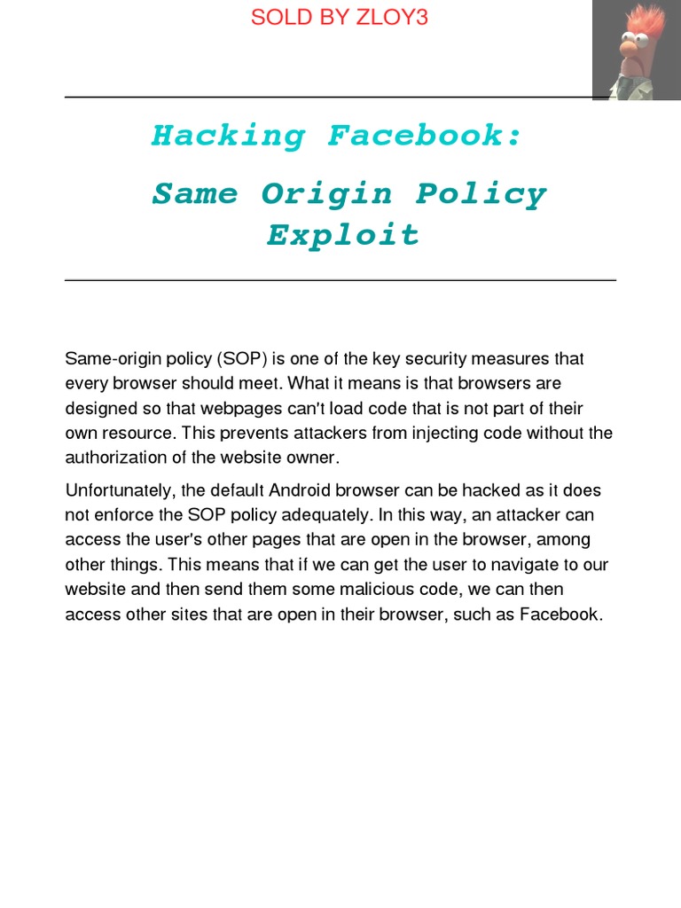 Hacking Facebook - Same Origin Policy Exploit | PDF | Websites | Java ...